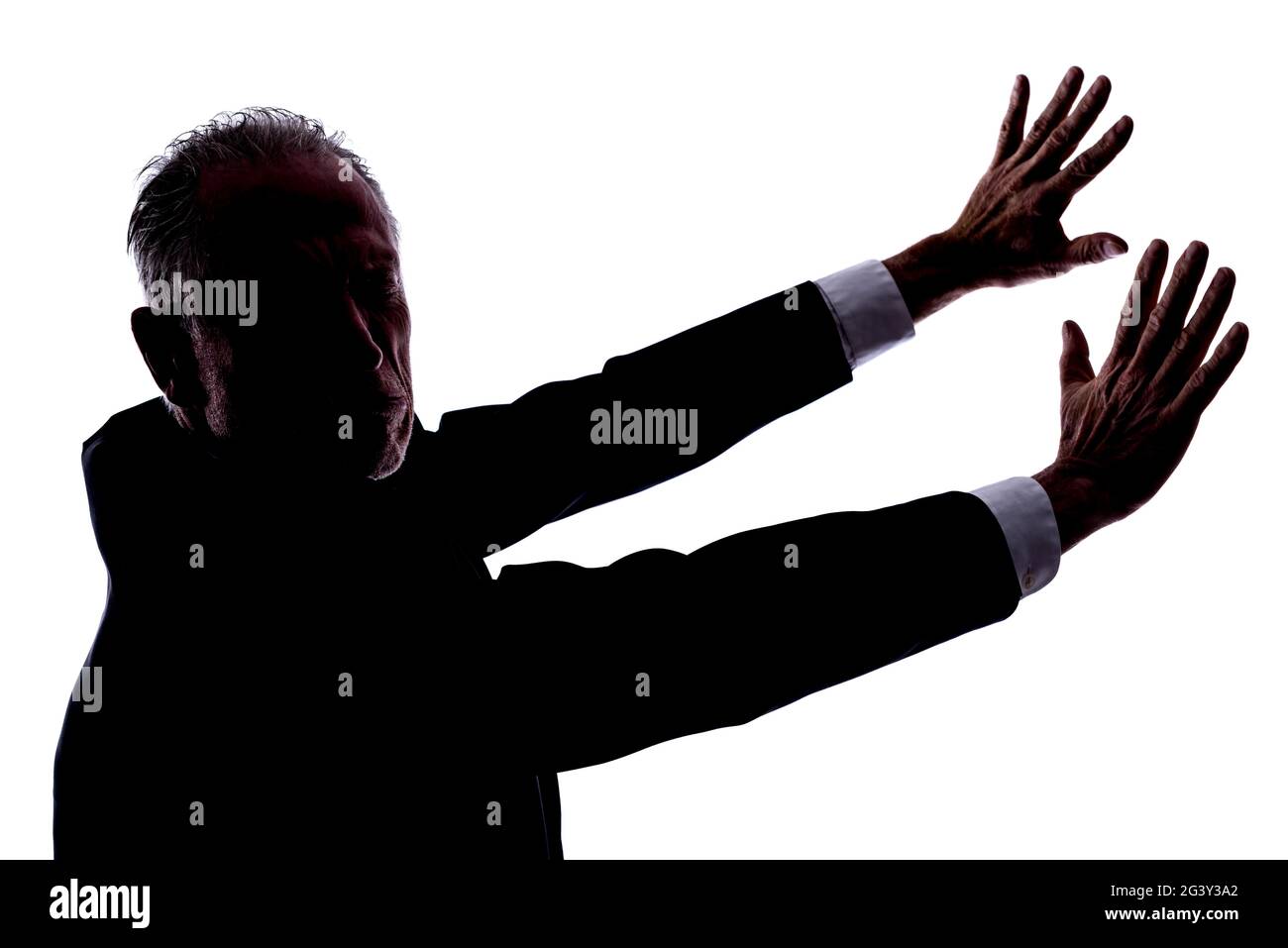 Silhouette of a man expressing disgust Stock Photo - Alamy