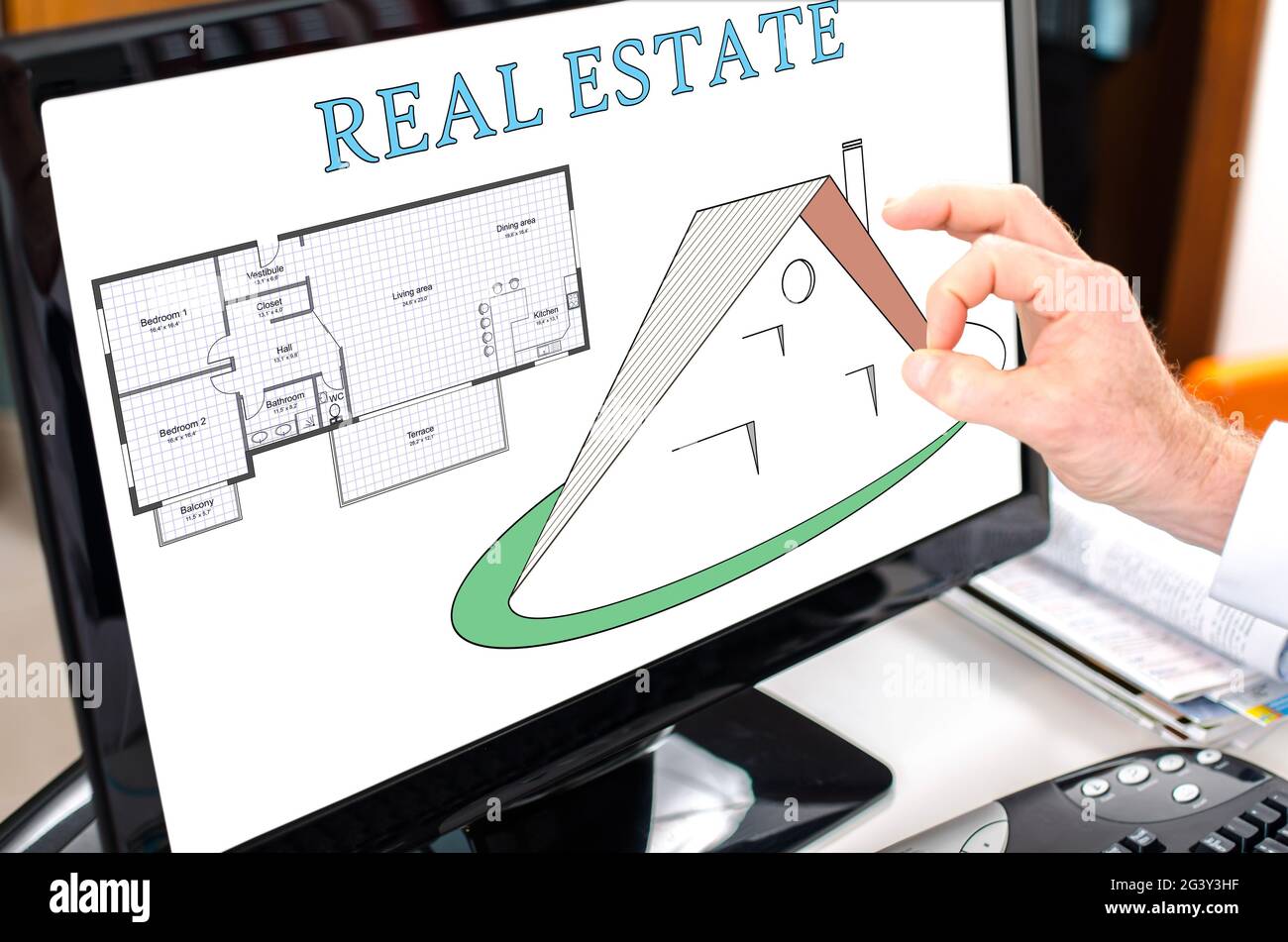 Real estate concept shown on a computer screen Stock Photo - Alamy