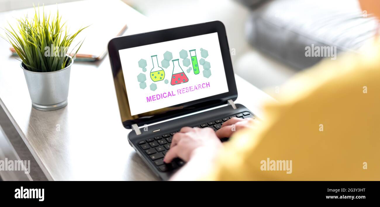 Laptop screen displaying a medical research concept Stock Photo - Alamy