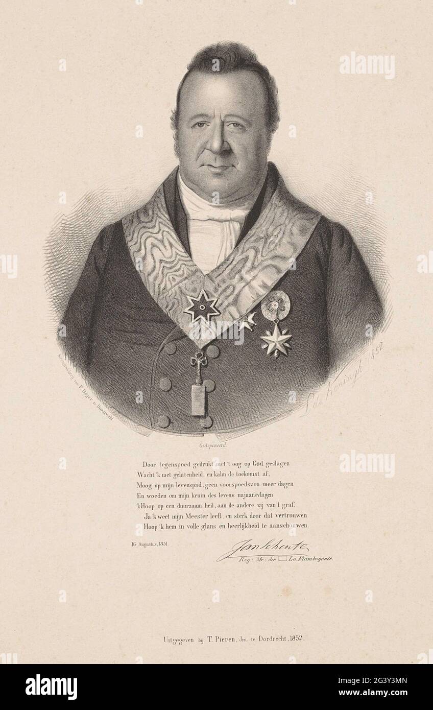 Portrait of Jan Schouten. Portressed carries insignia. Under the ...