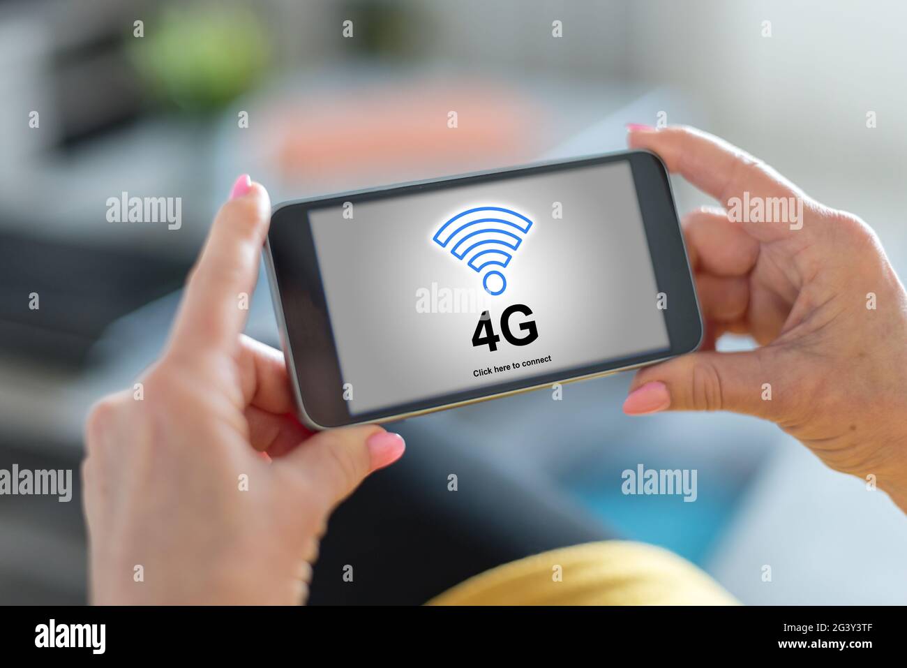 Smartphone screen displaying a 4g network concept Stock Photo - Alamy