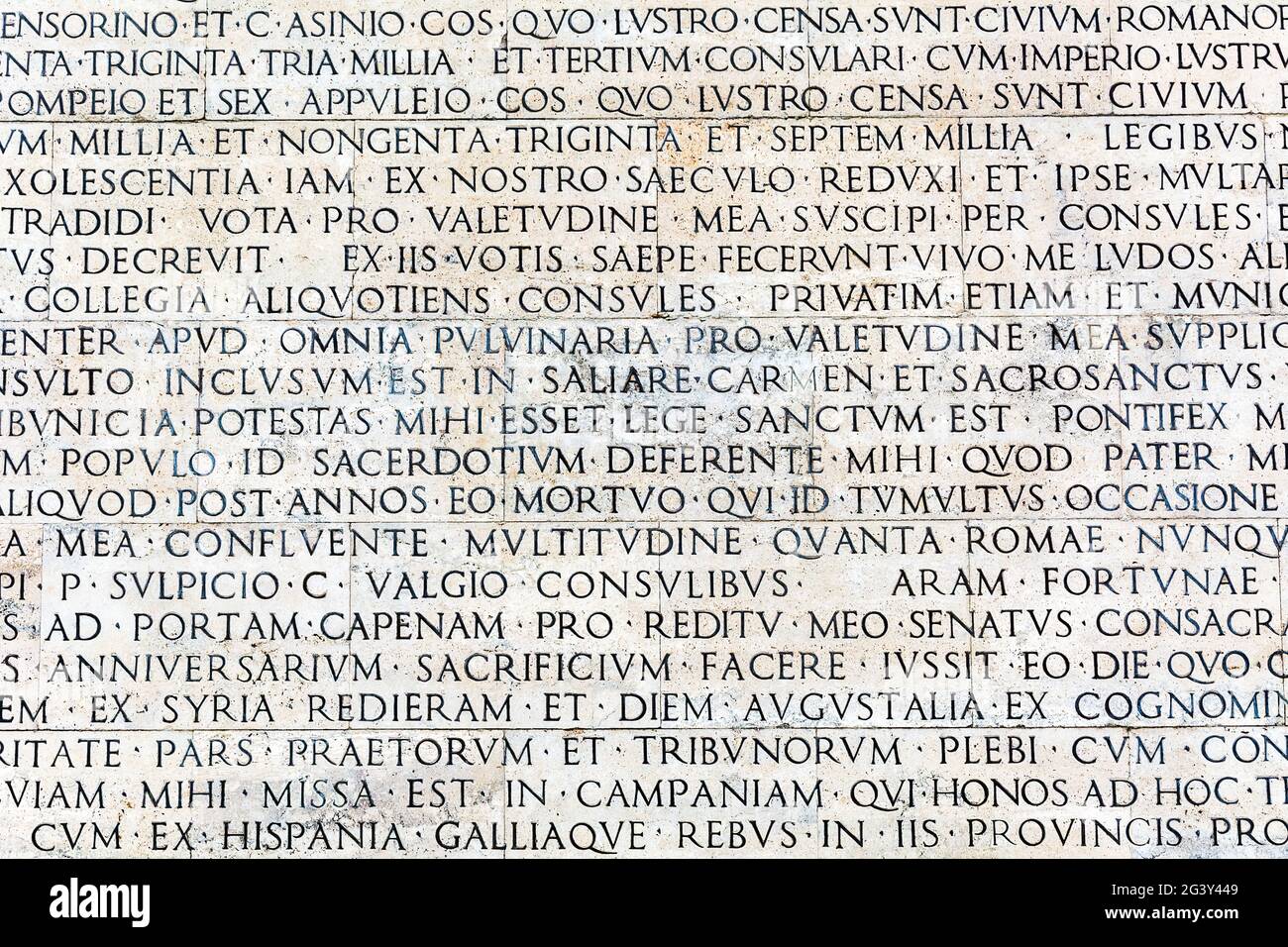 Res gestae divi augusti inscription hi-res stock photography and images ...