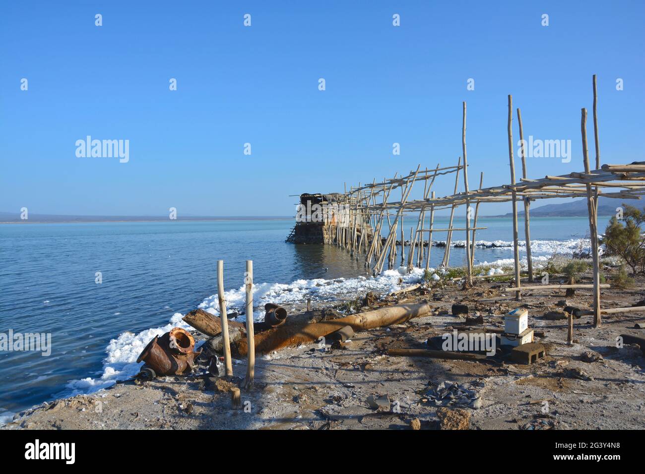 Ethiopia; Afar region; Danakil Desert; Pumping station on the shores of ...