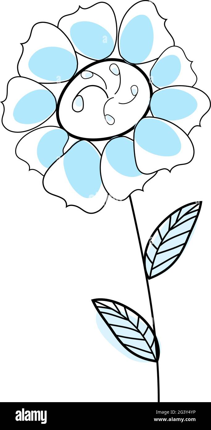 Doodle sketch flower with color fill. Simple design suitable for making ...
