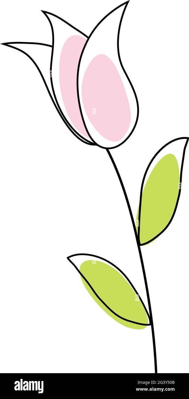 Doodle sketch flower with color fill. Simple design suitable for making ...