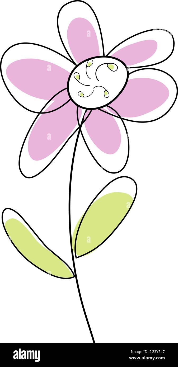Doodle sketch flower with color fill. Simple design suitable for making ...