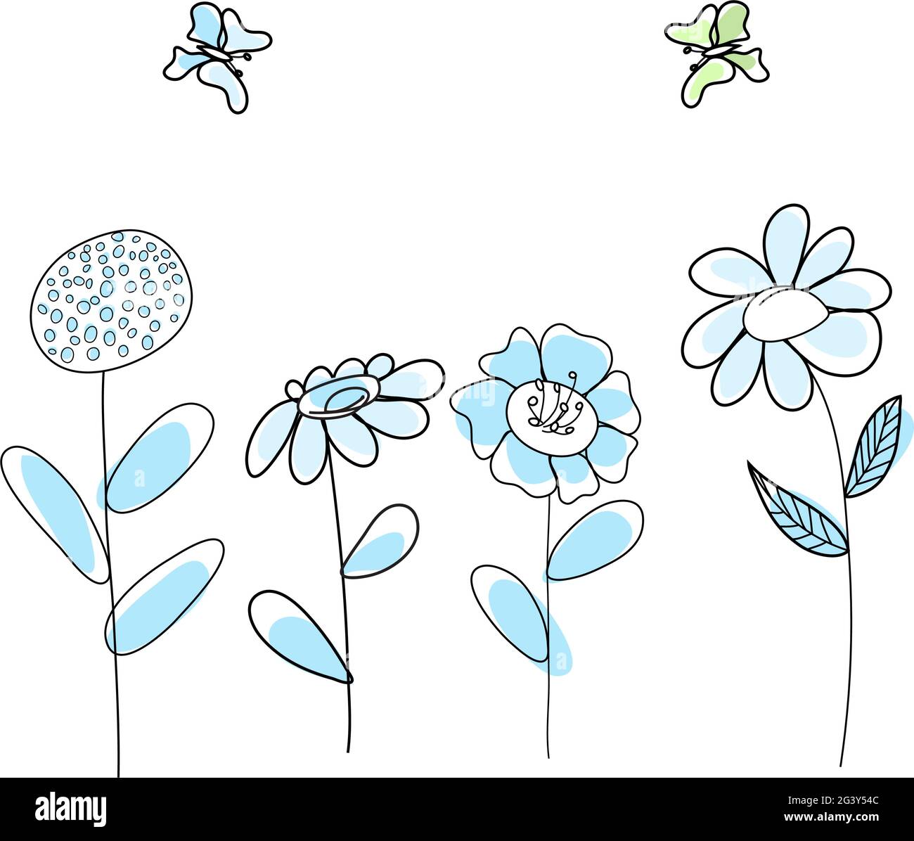 Doodle sketch flower with color fill. Simple design suitable for making ...