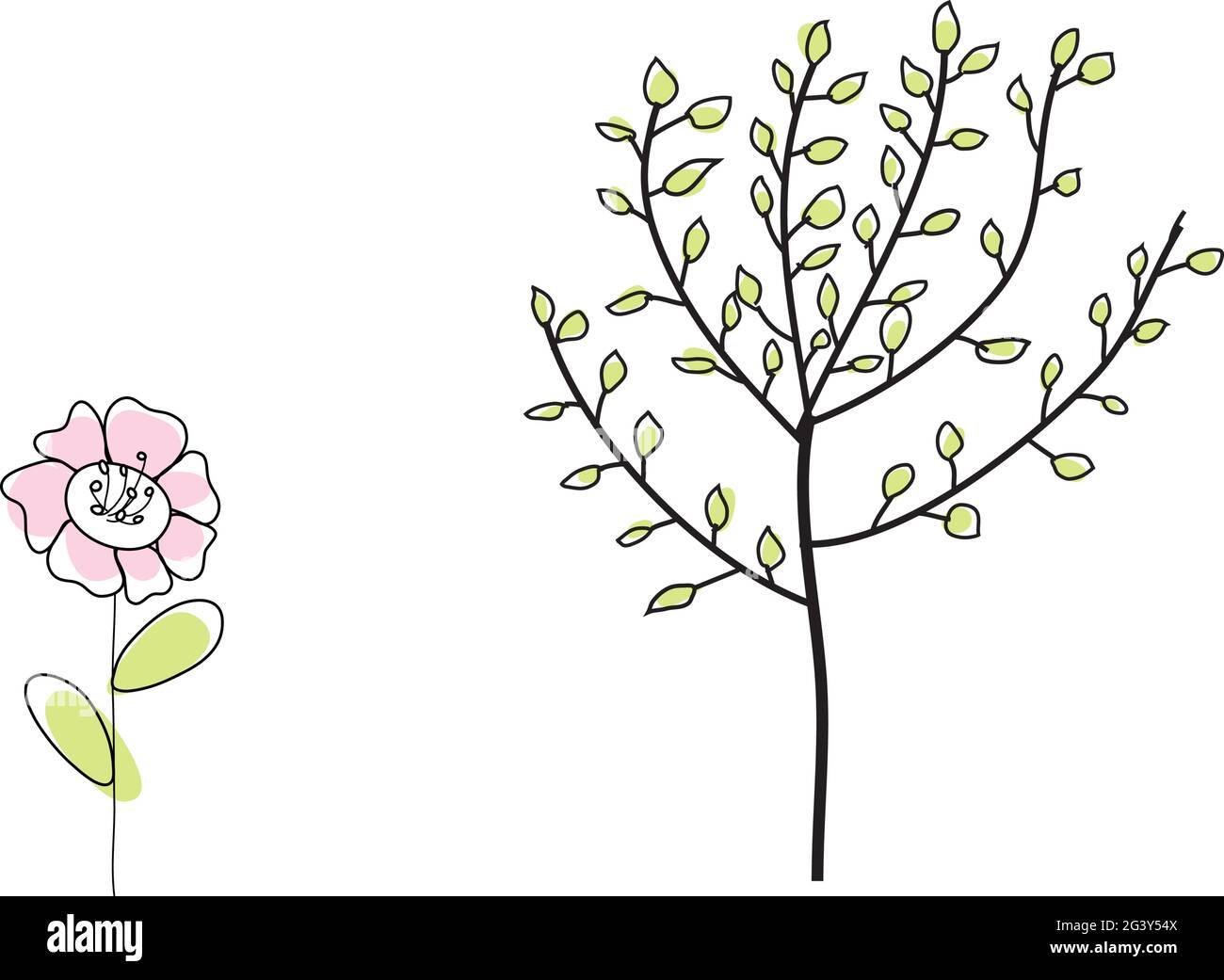 Doodle sketch flower with color fill. Simple design suitable for making ...