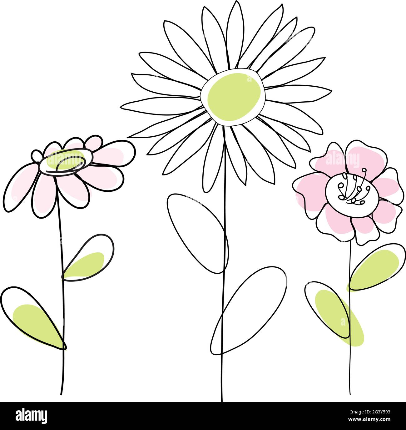 Doodle sketch flower with color fill. Simple design suitable for making ...