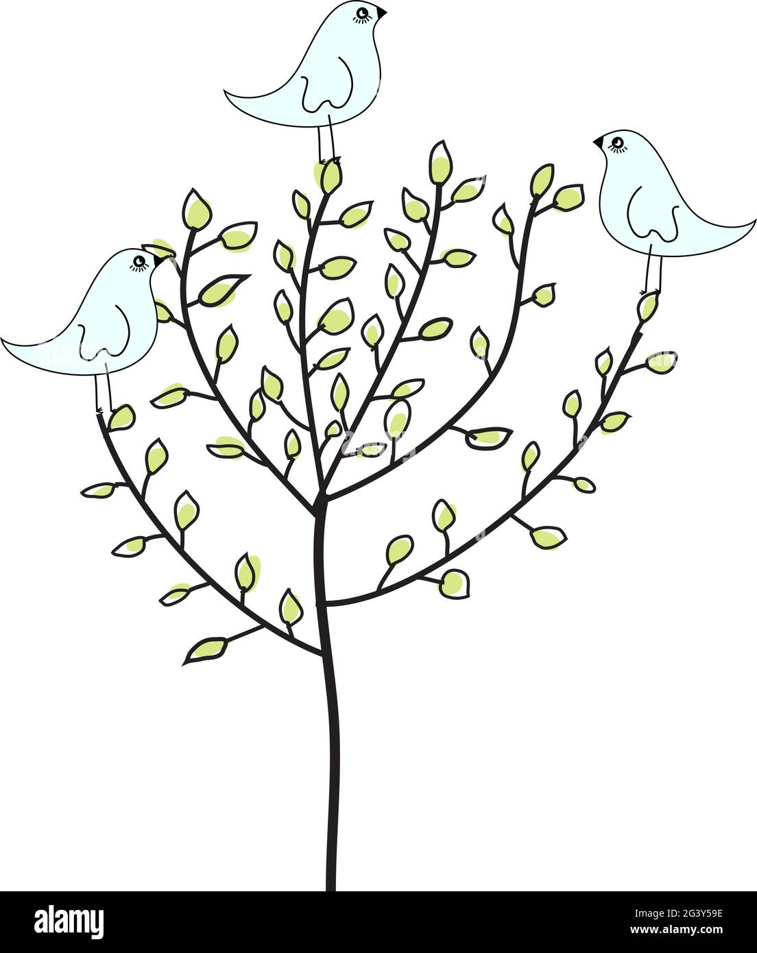 Doodle sketch tree with color fill. Simple design suitable for making ...