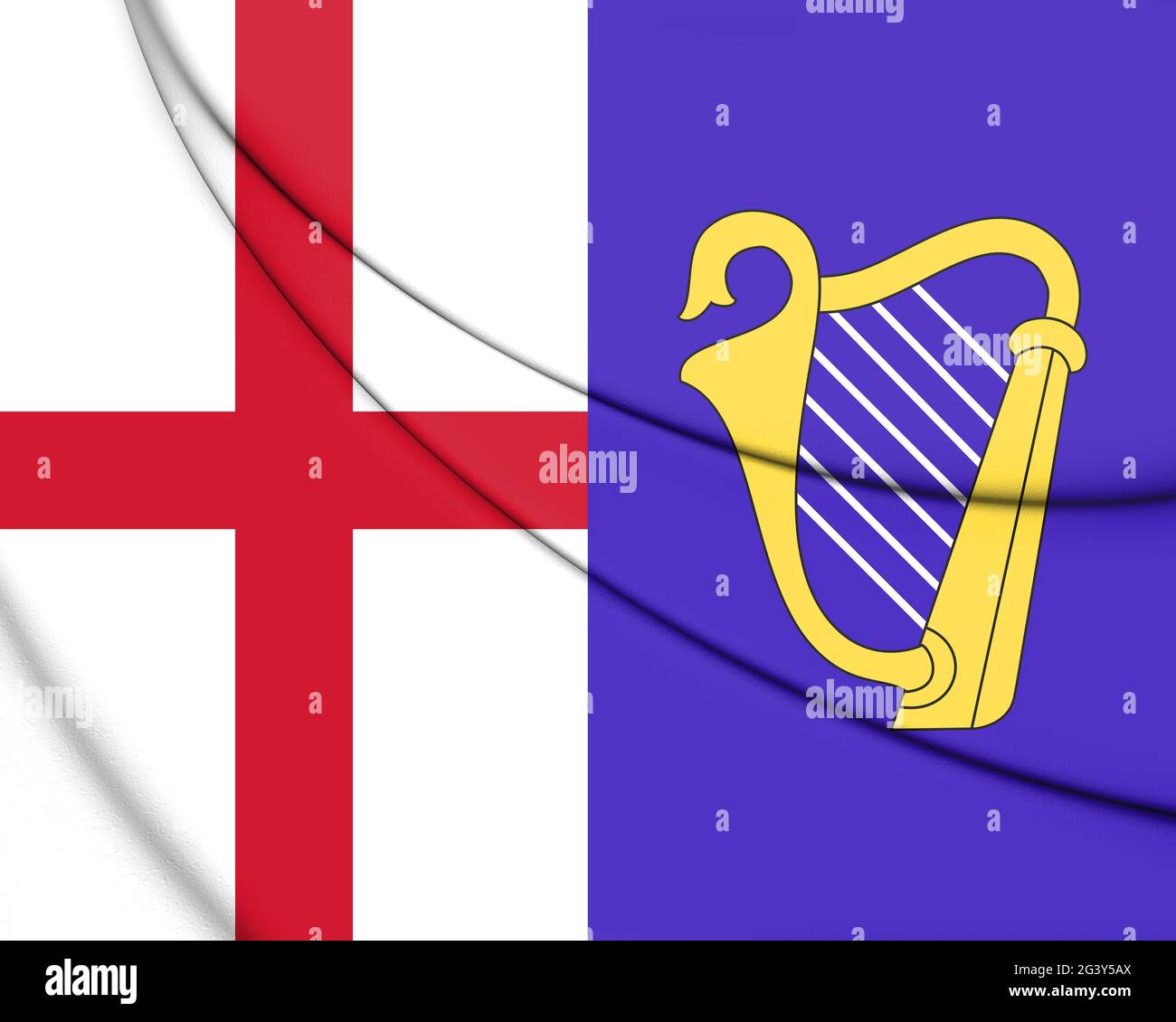 3D Flag of the Commonwealth of England (1649-1651). 3D Illustration ...