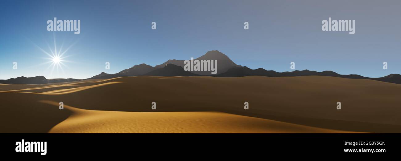 Desert sunset landscape background Stock Photo - Alamy