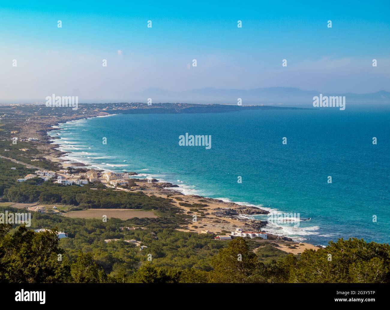 Landscape of the island seen from La Mola, Formentera, Balearic Islands ...