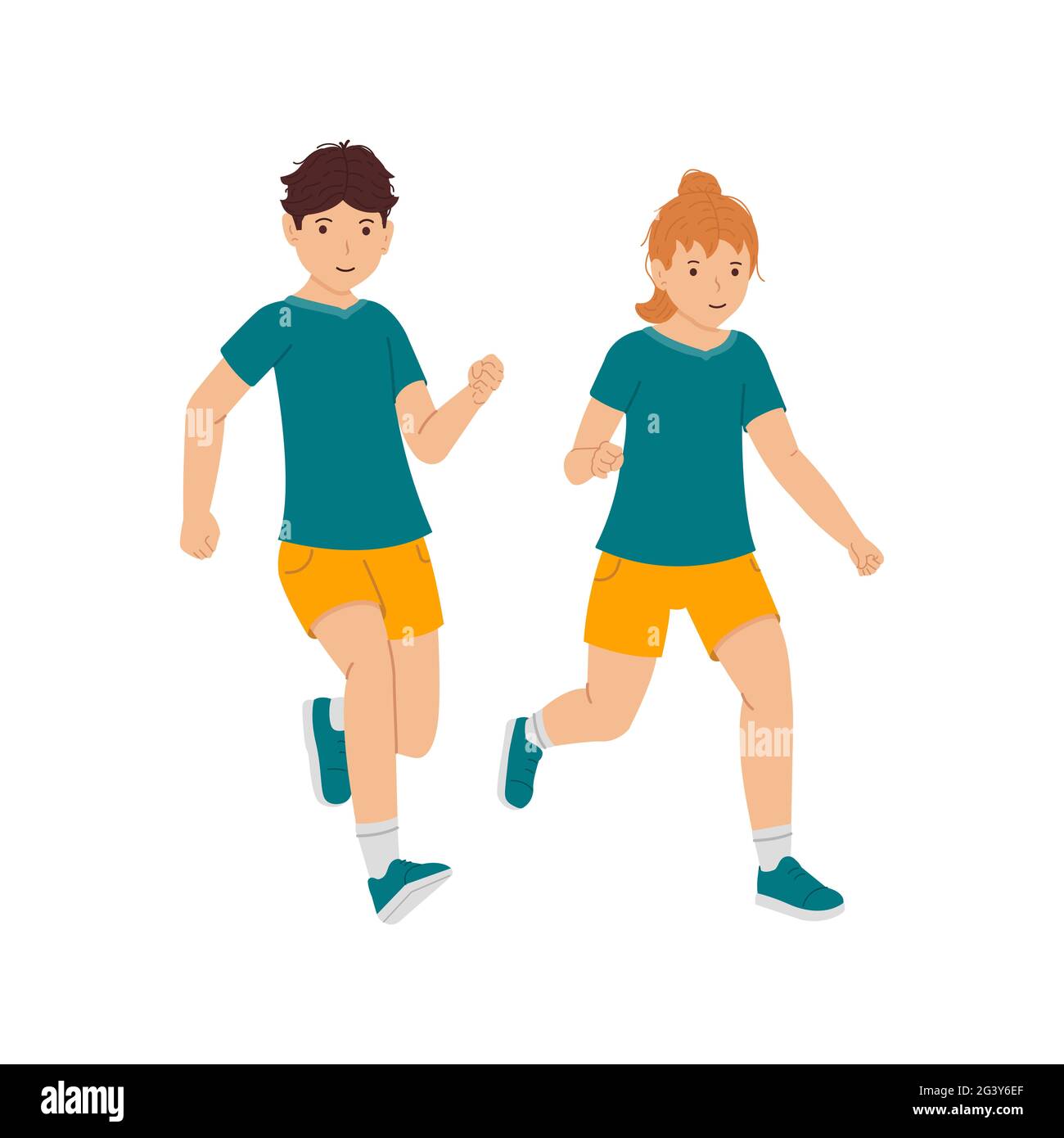 Two People Running Cartoon