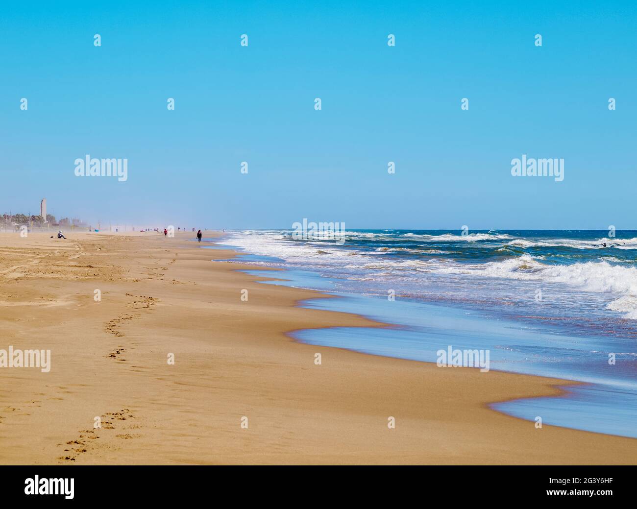 Beach in Castelldefels, a coastal town near Barcelona, Catalonia, Spain ...