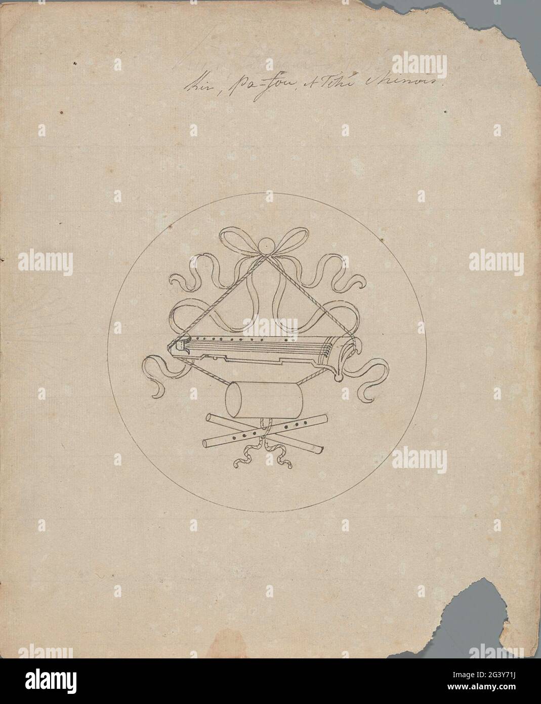 Chin, pa-fou et tchi chinois; Design for marquetery of musical ...