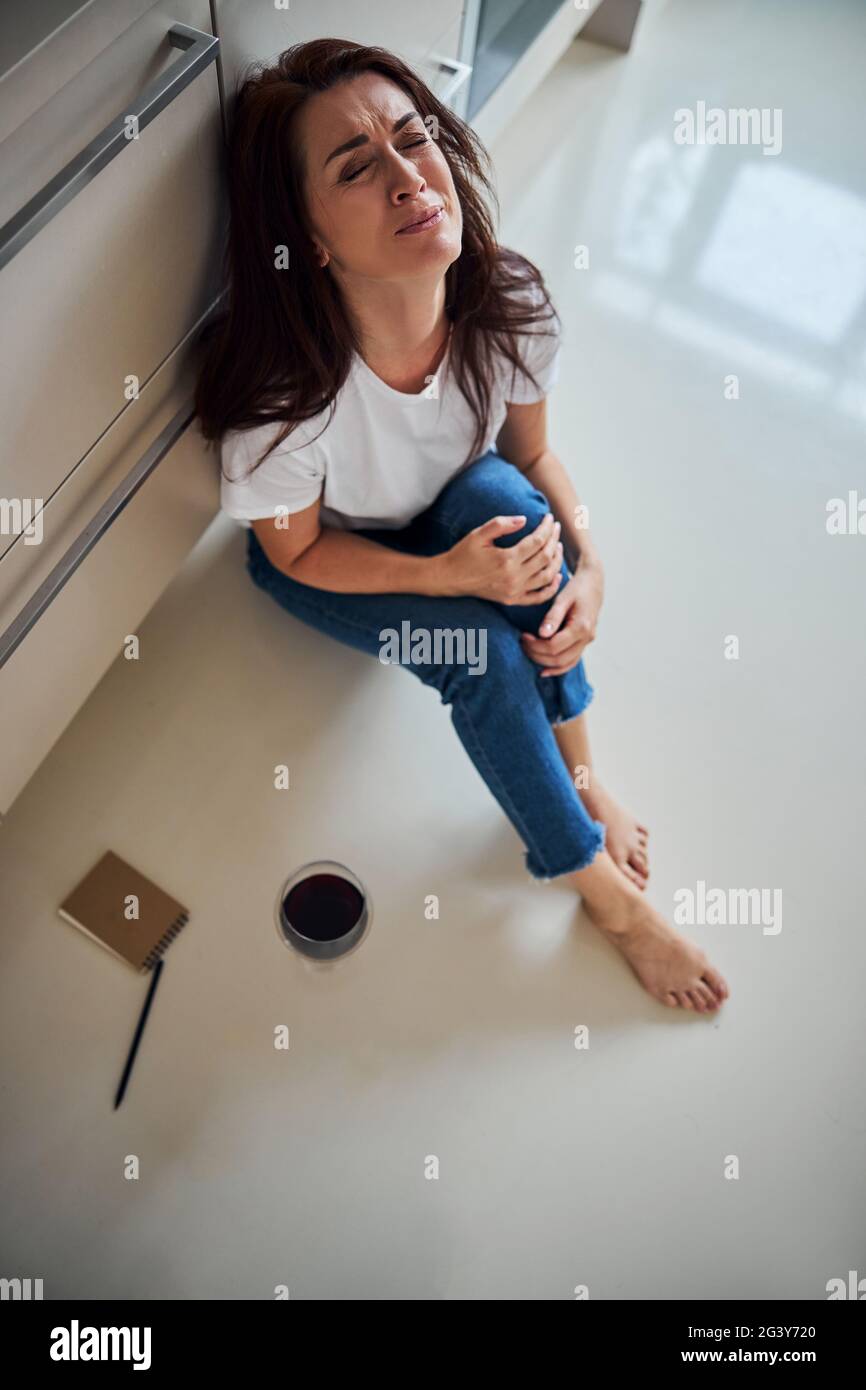 Negative delighted female person suffering emotional pain Stock Photo ...