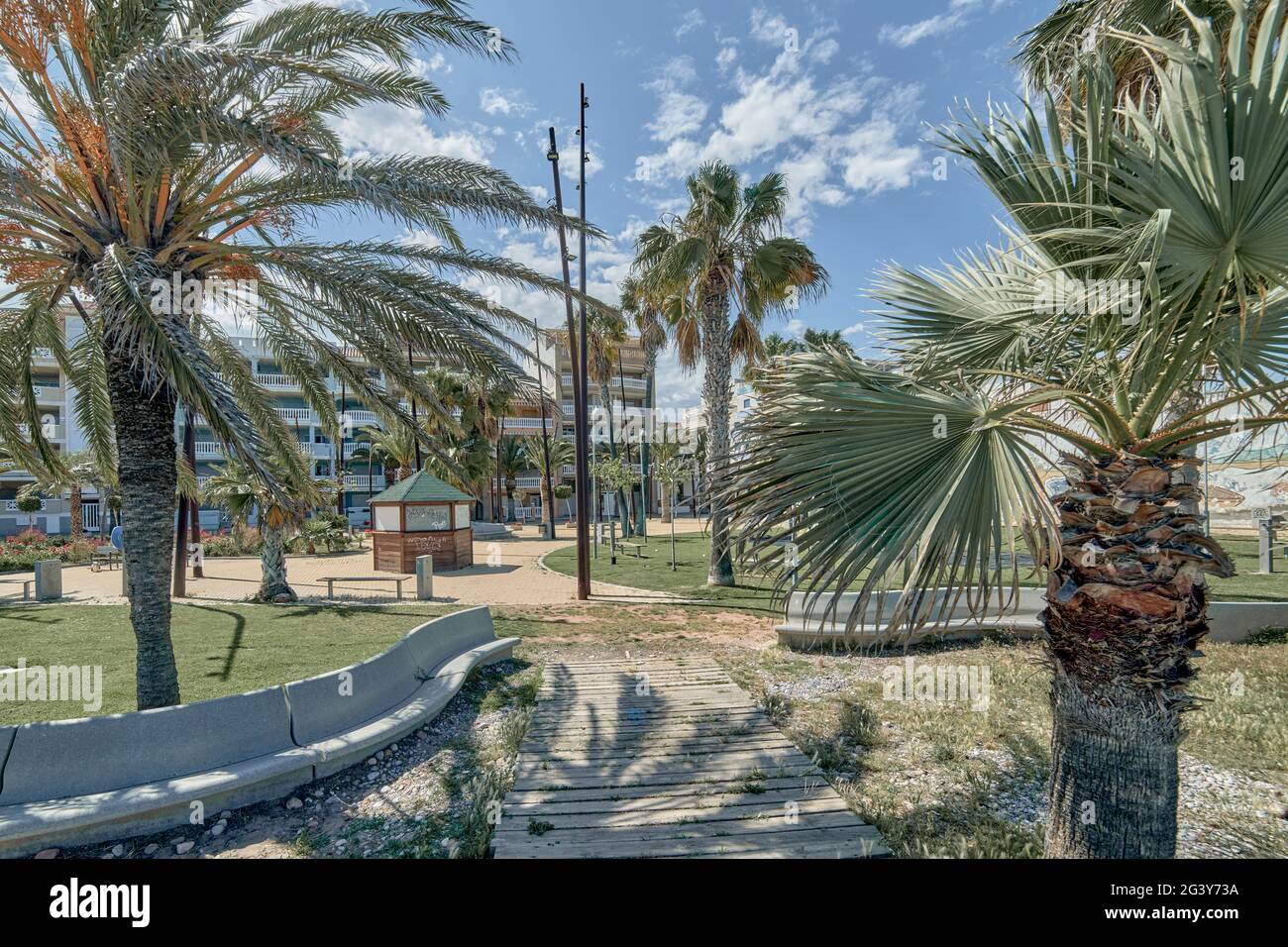 Jardin park on the promenade on the beach of Moncofa Costa del Azahar ...