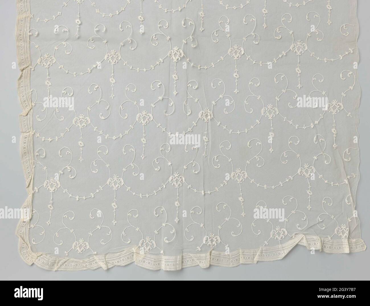 Curtain of tulle with tendrils. Curtain with embroidered tubes for a ...