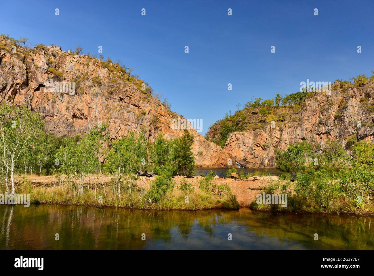 Rocky landscape and secluded lakes at Edith Falls, Northern Territory ...