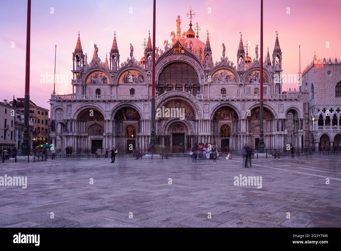View of St. Mark's Basilica at sunset, Basilica San Marco, St. Mark's ...
