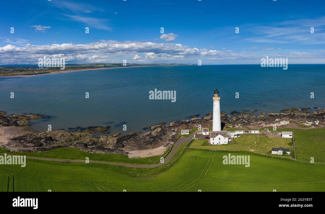 Aerial view of Scurdie Ness Lighthouse, Montrose, Angus, Scotland Stock ...