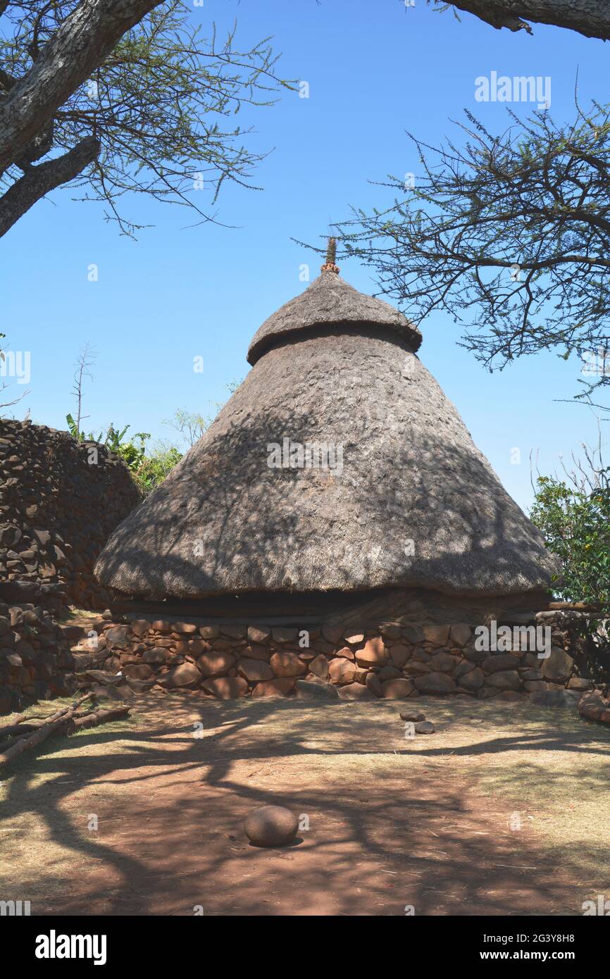 Ethiopia; Southern Nations Region; Stone house in Konso; traditional ...