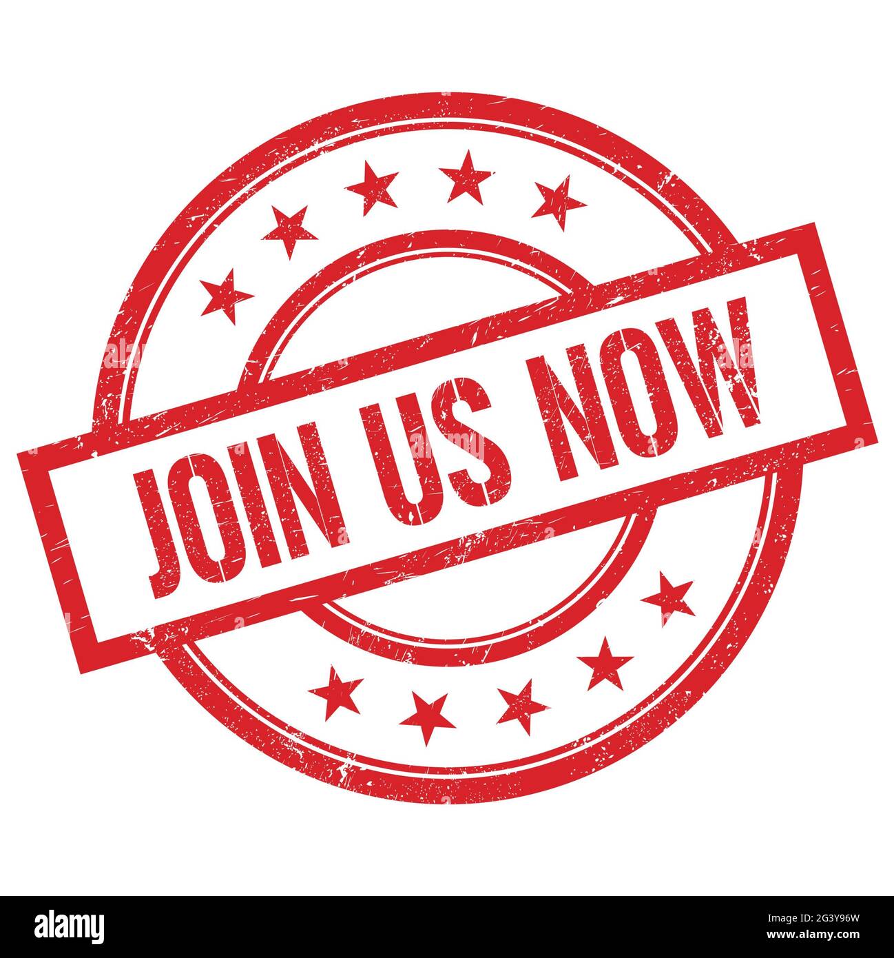 JOIN US NOW text written on red round vintage rubber stamp Stock Photo ...