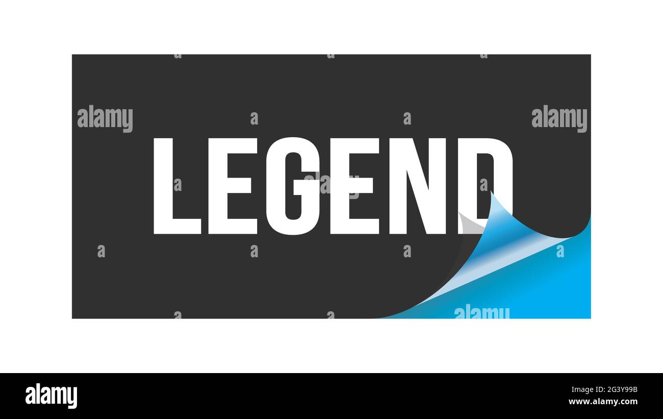 LEGEND text written on black blue sticker stamp Stock Photo - Alamy