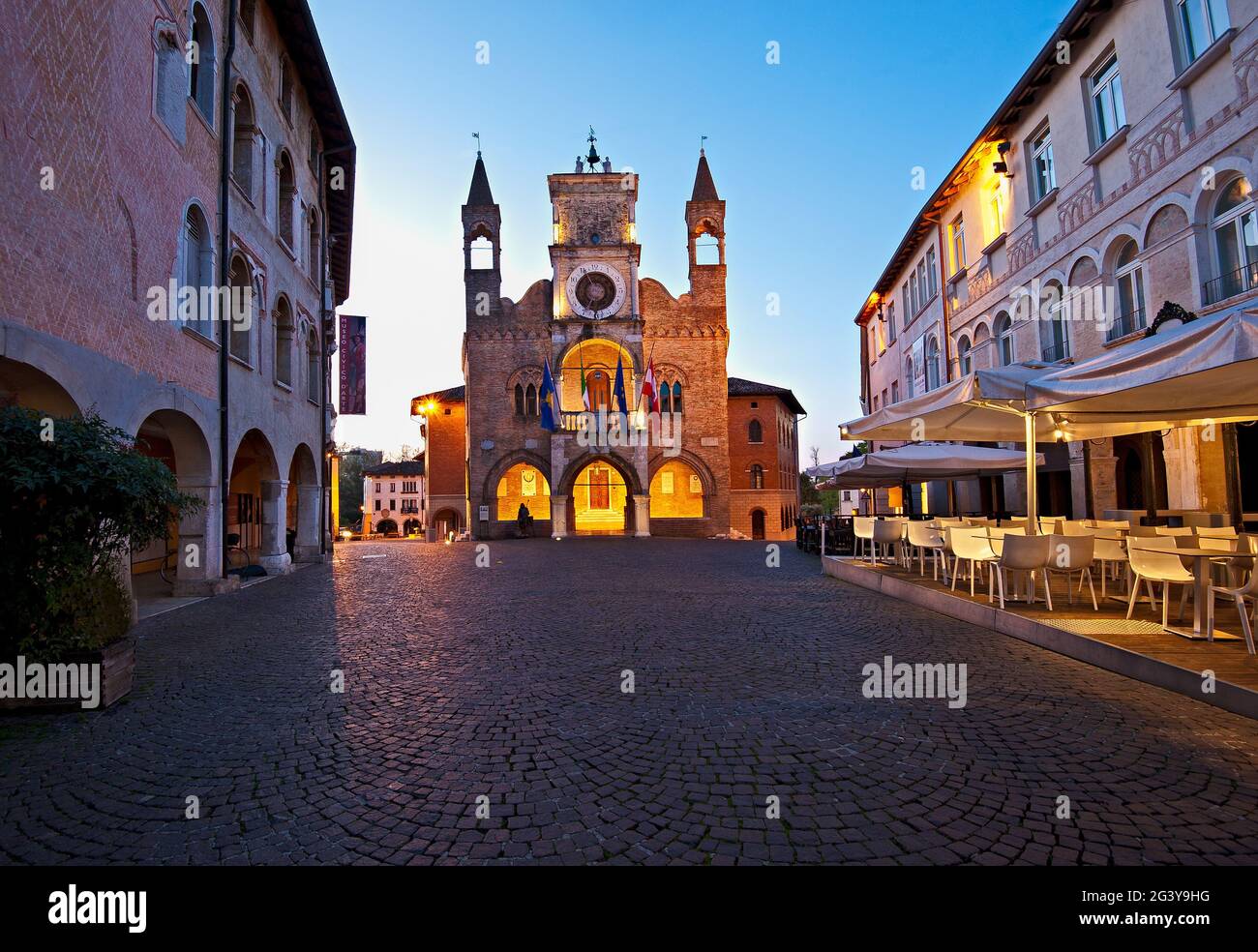 The medieval town hall of Pordenone in the Friuli Venezia Giulia Region ...