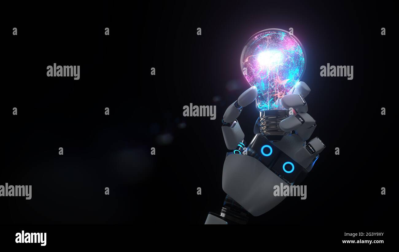 A.I. Robot Hand Bulb Stock Photo - Alamy