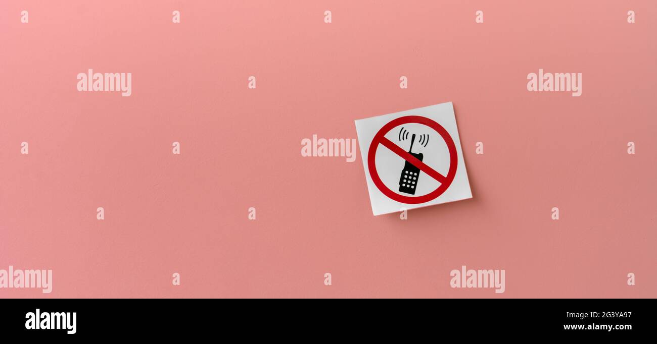 phone banned forbidden sign symbol sticker on the wall isolated Stock ...