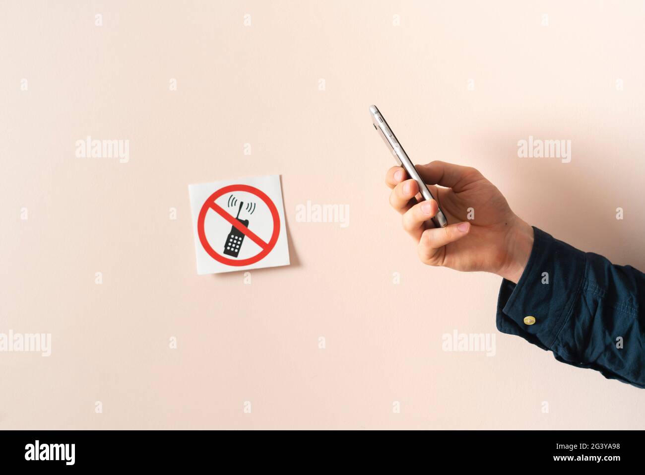 phone banned forbidden sign symbol sticker on the wall isolated Stock ...