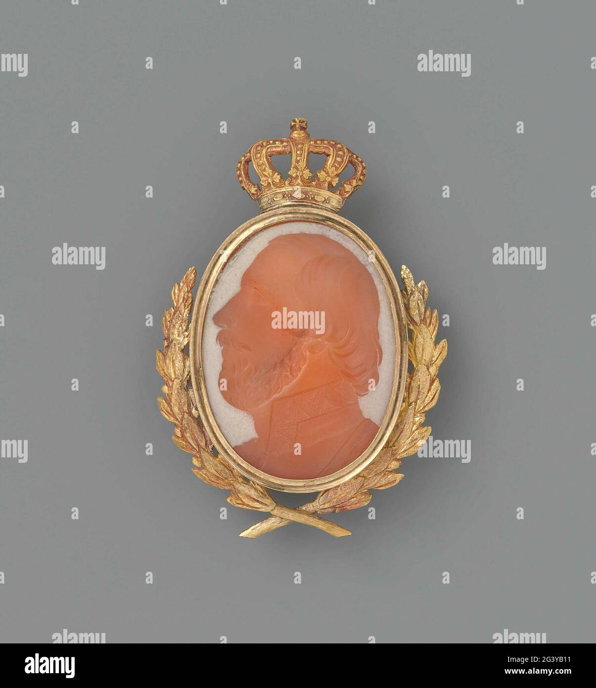 Intaglio with portrait of King Willem III. Oval intaglio, sliced in ...