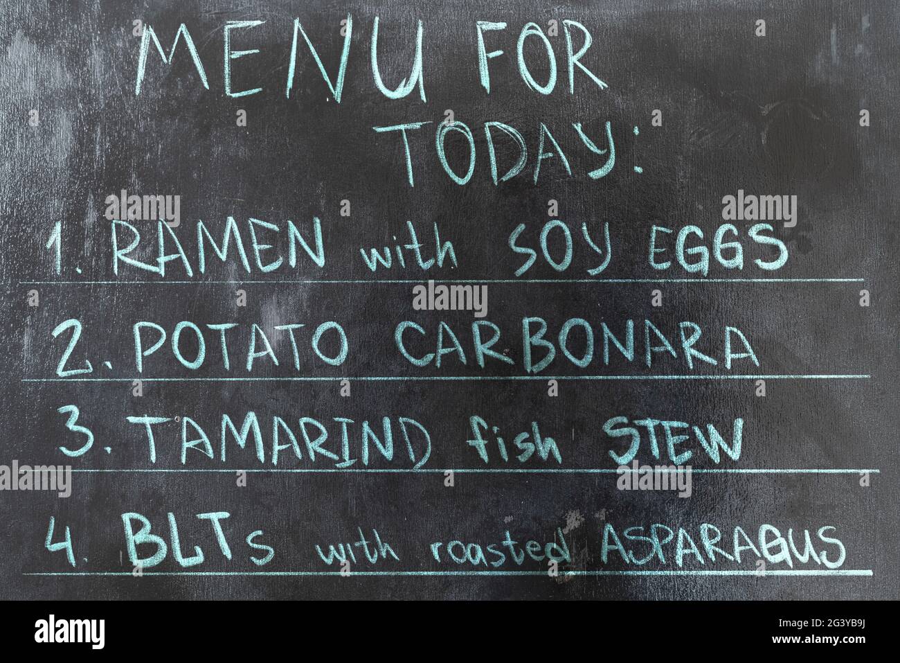 black chalkboard with menu text in the street restaurant Stock Photo ...