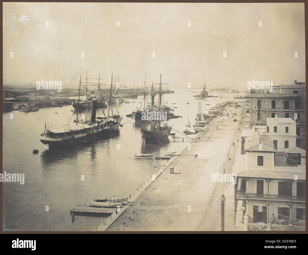 View of the port of Port Said. Part of travel album with photos of ...