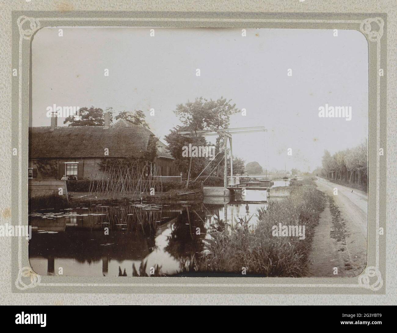 Farm with a drawbridge over a ditch. Part of topographic album of Dutch ...