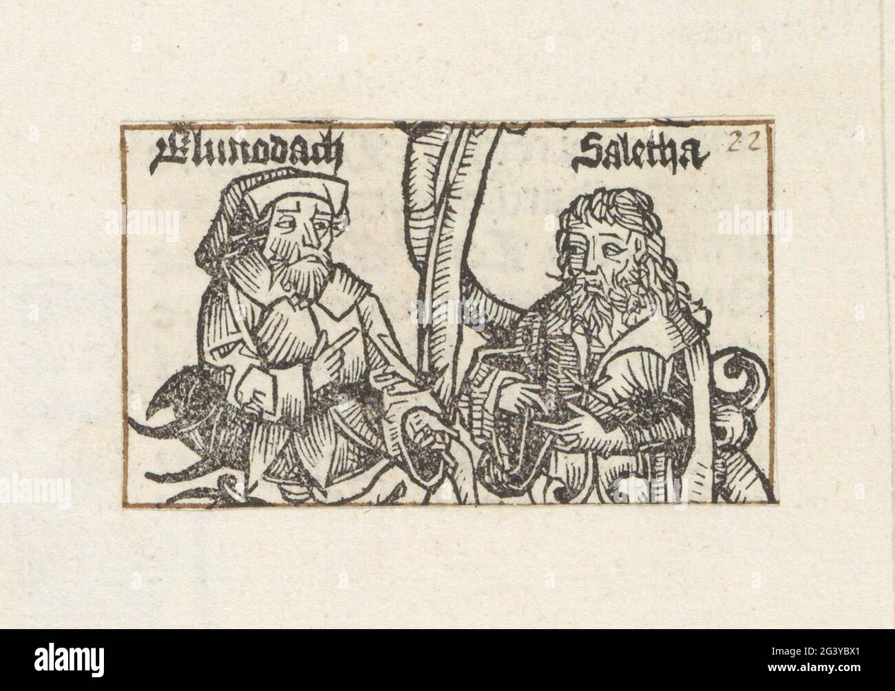 Almodad and Selef; Elimodoch / Saletha; Liber chronicarum. Two flower ...