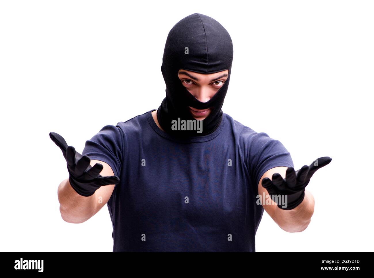 Robber wearing balaclava isolated on white Stock Photo - Alamy