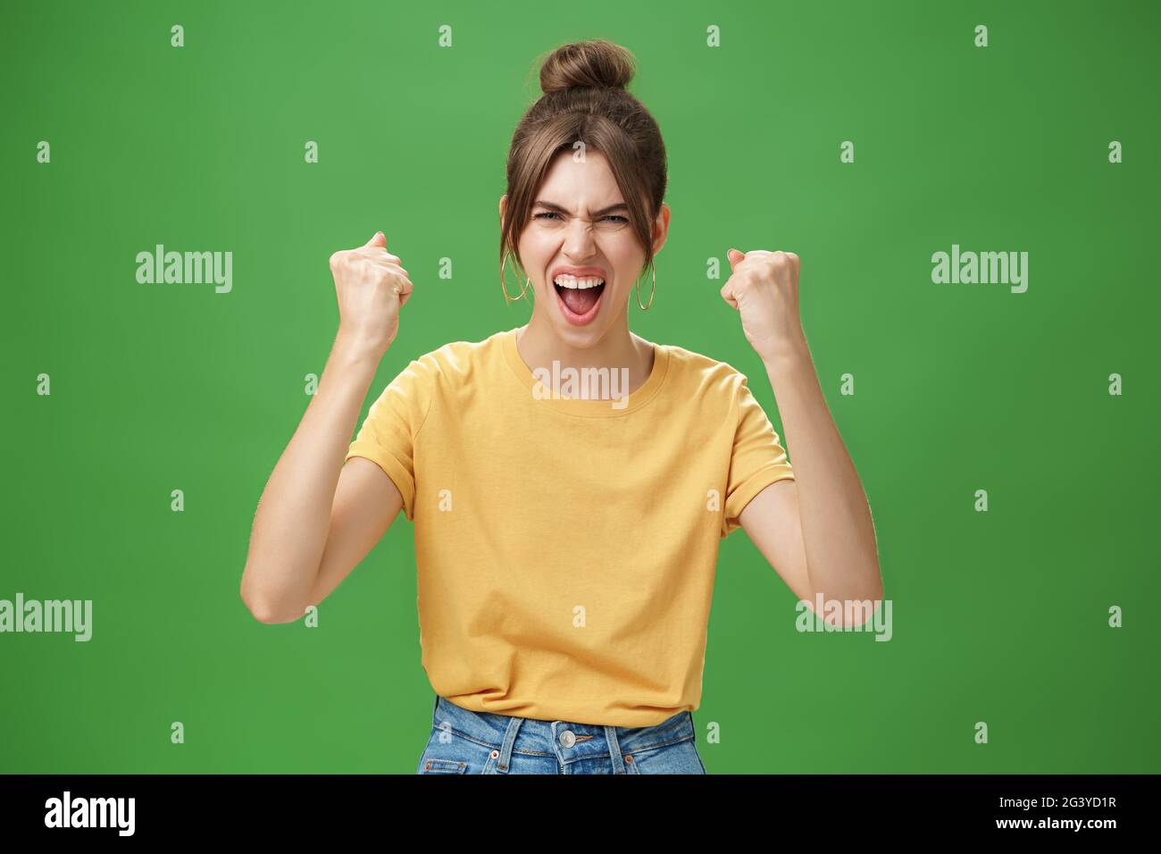 Girl yelling in fan hi-res stock photography and images - Alamy