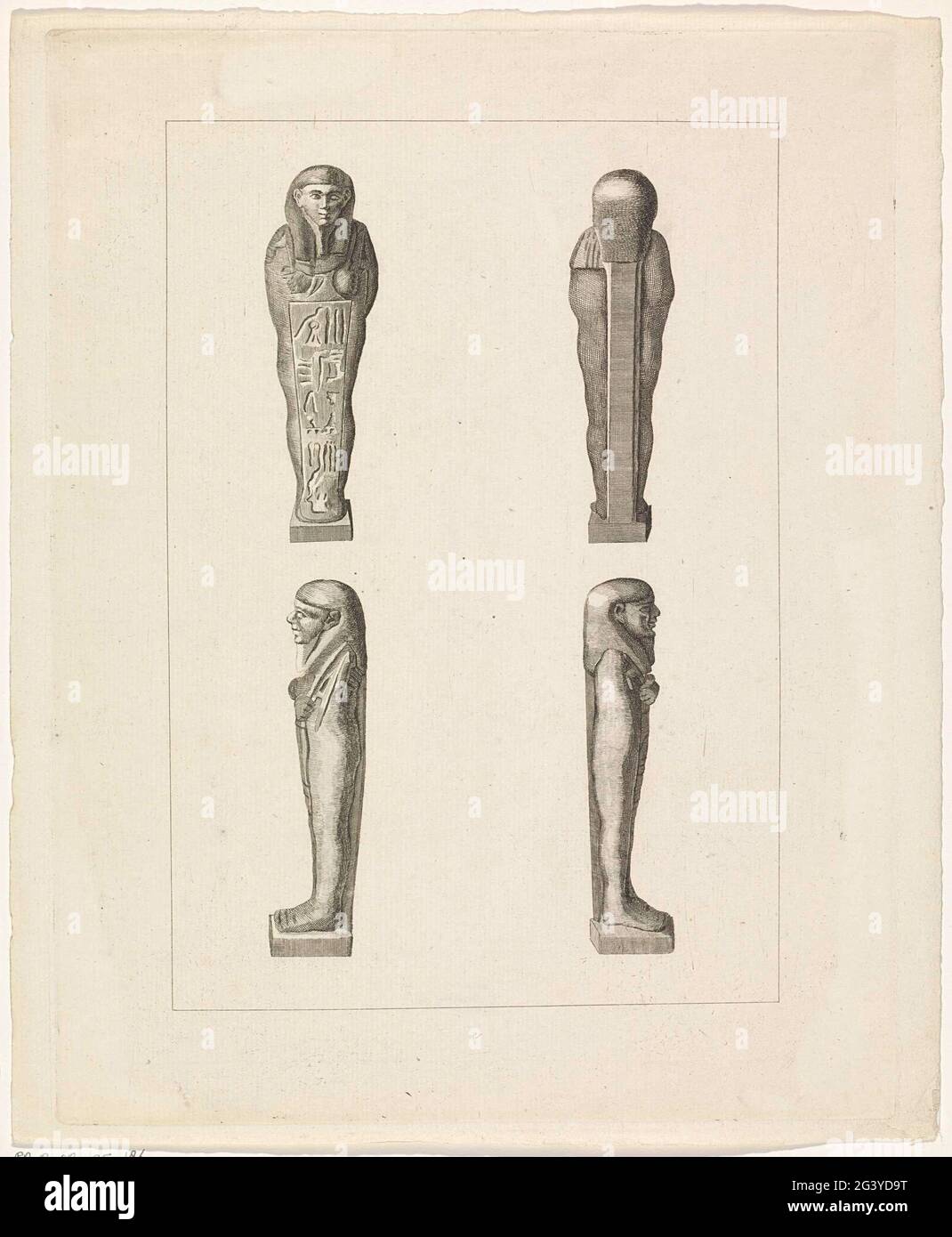 Different views of an Egyptian image. The front and rear and side views ...