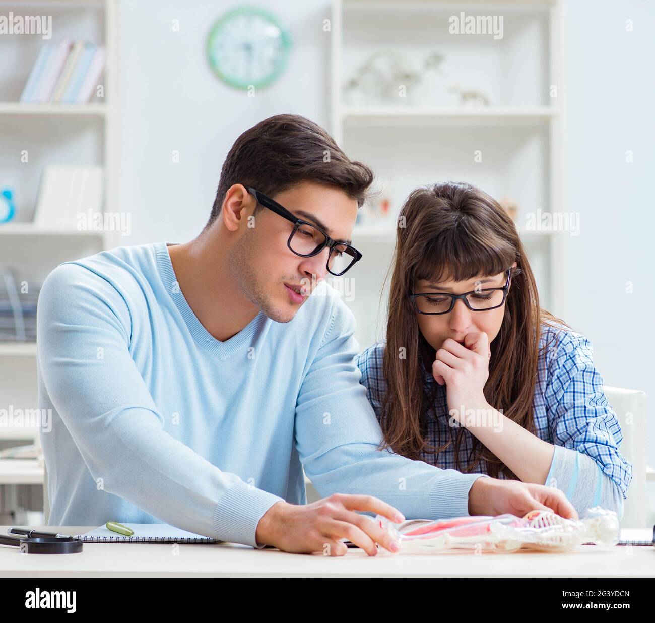 Two medical students studying in classroom Stock Photo - Alamy