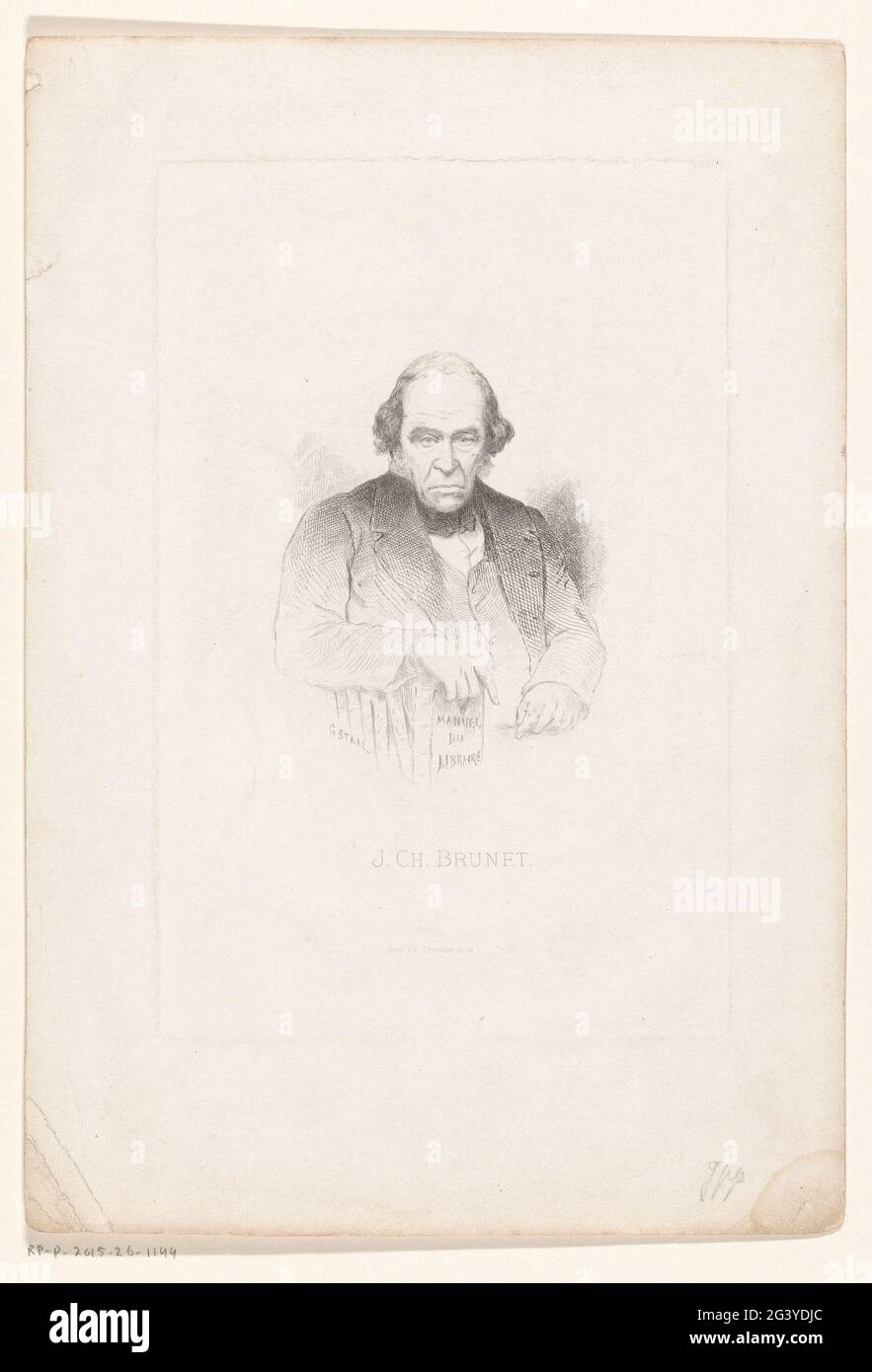 Portrait of the French bibliographer Jacques Charles Brunet; J. CH ...