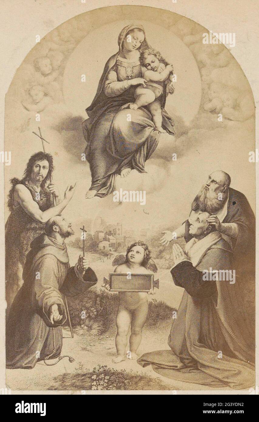 Photo production of (presumably) a print of Maria with child, John the ...