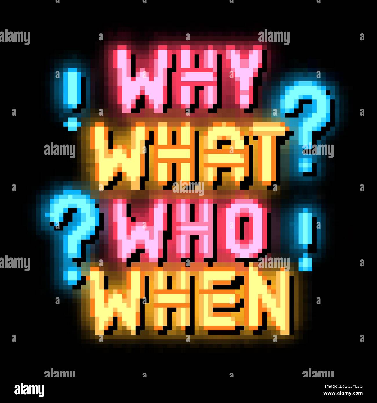 questions why what who when neon glow icon illustration Stock Vector ...