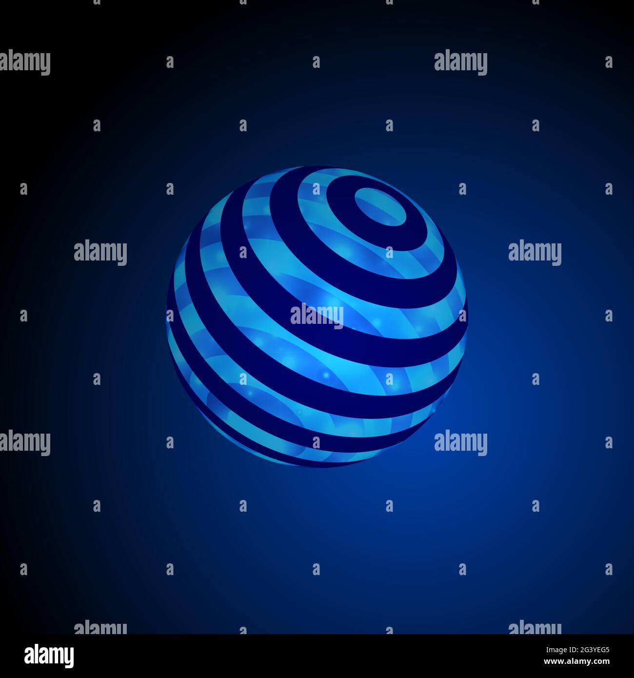 Glowing blue sphere with stripes Stock Photo - Alamy