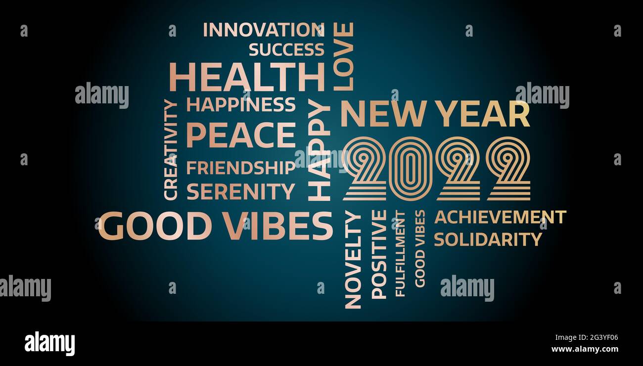 2022 Happy New year positive words and vibes Stock Photo - Alamy