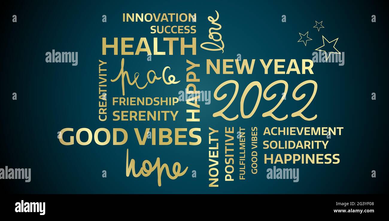 2022 Happy New year positive words and vibes Stock Photo - Alamy