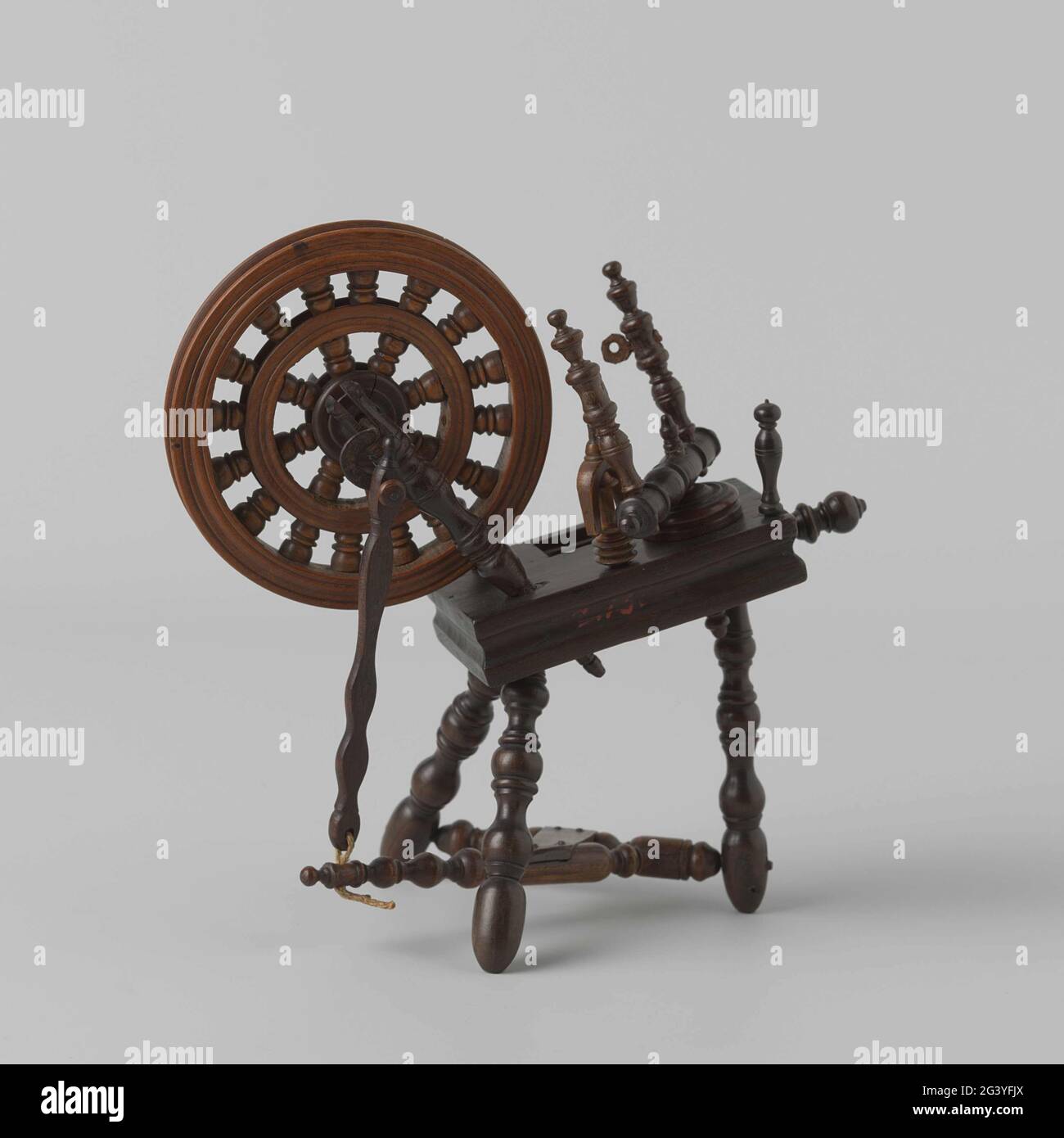 Furniture. Spinning wheel in thumbnail of rosewood and black walnut ...