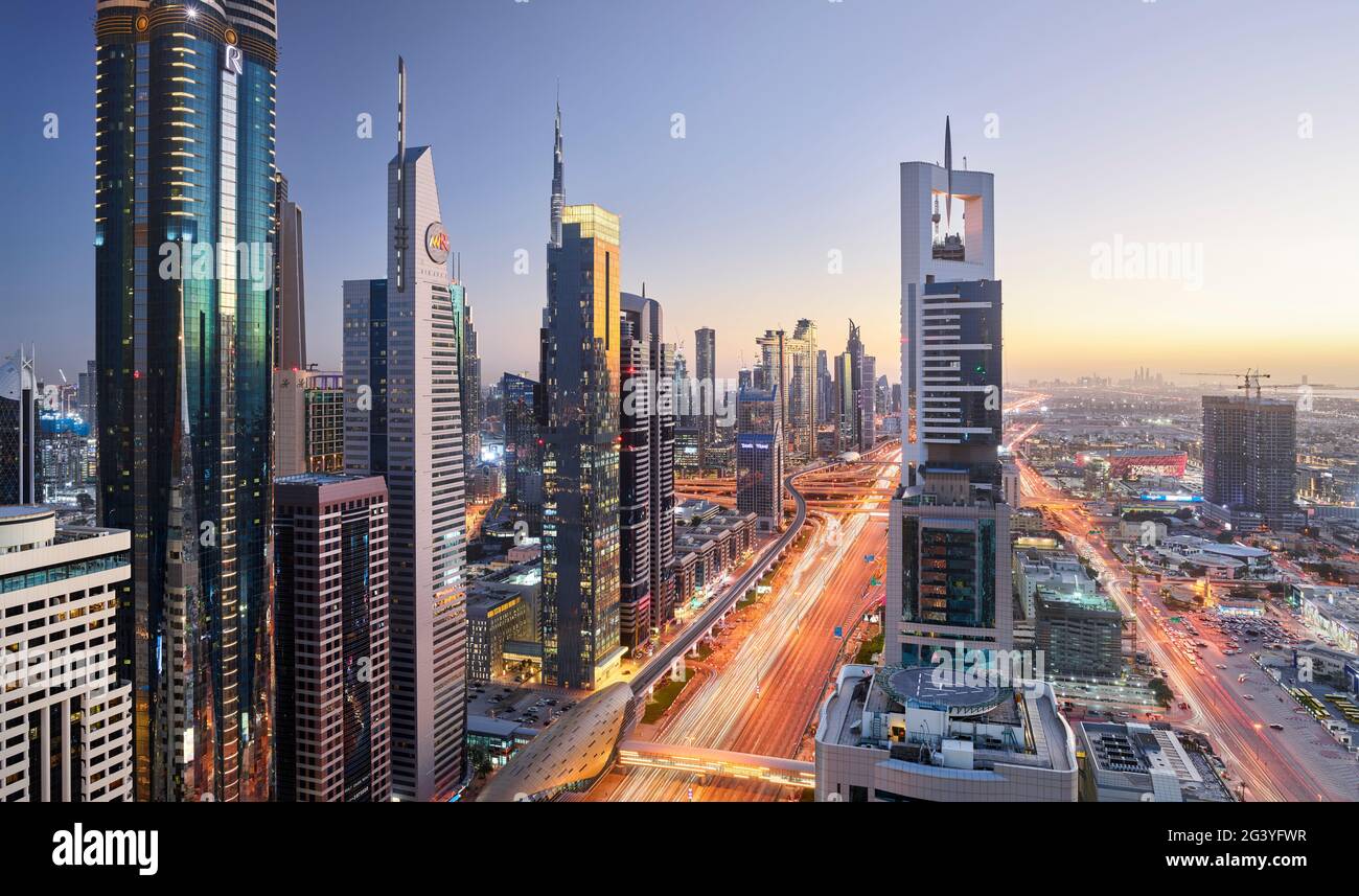 View over Sheikh Zayed Road to Chelsea Tower, Dubai, United Arab ...